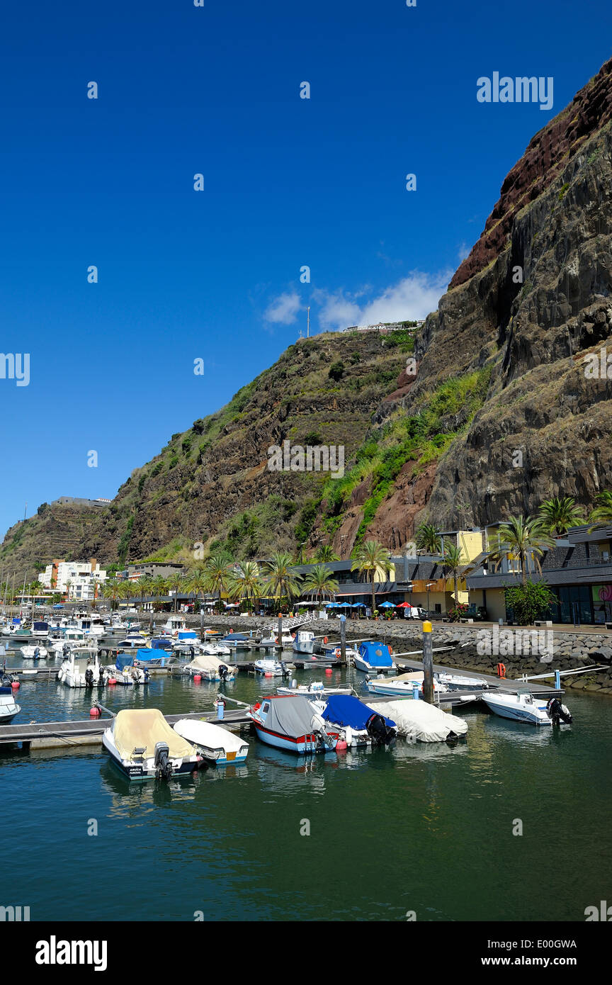 Madeira Portugal. The marina in the coastal resort of Calheta Stock ...
