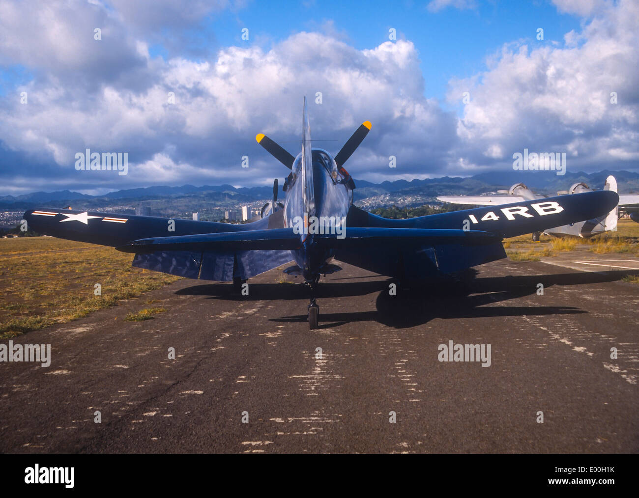 A Chance Vought F4U Corsair on the Ford Island airfield, Oahu, Hawaii ...