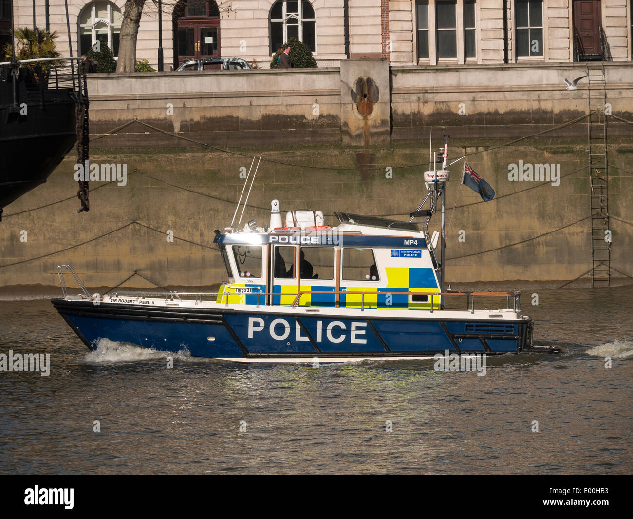 Police launch on the River Thames, London, UK Stock Photo - Alamy