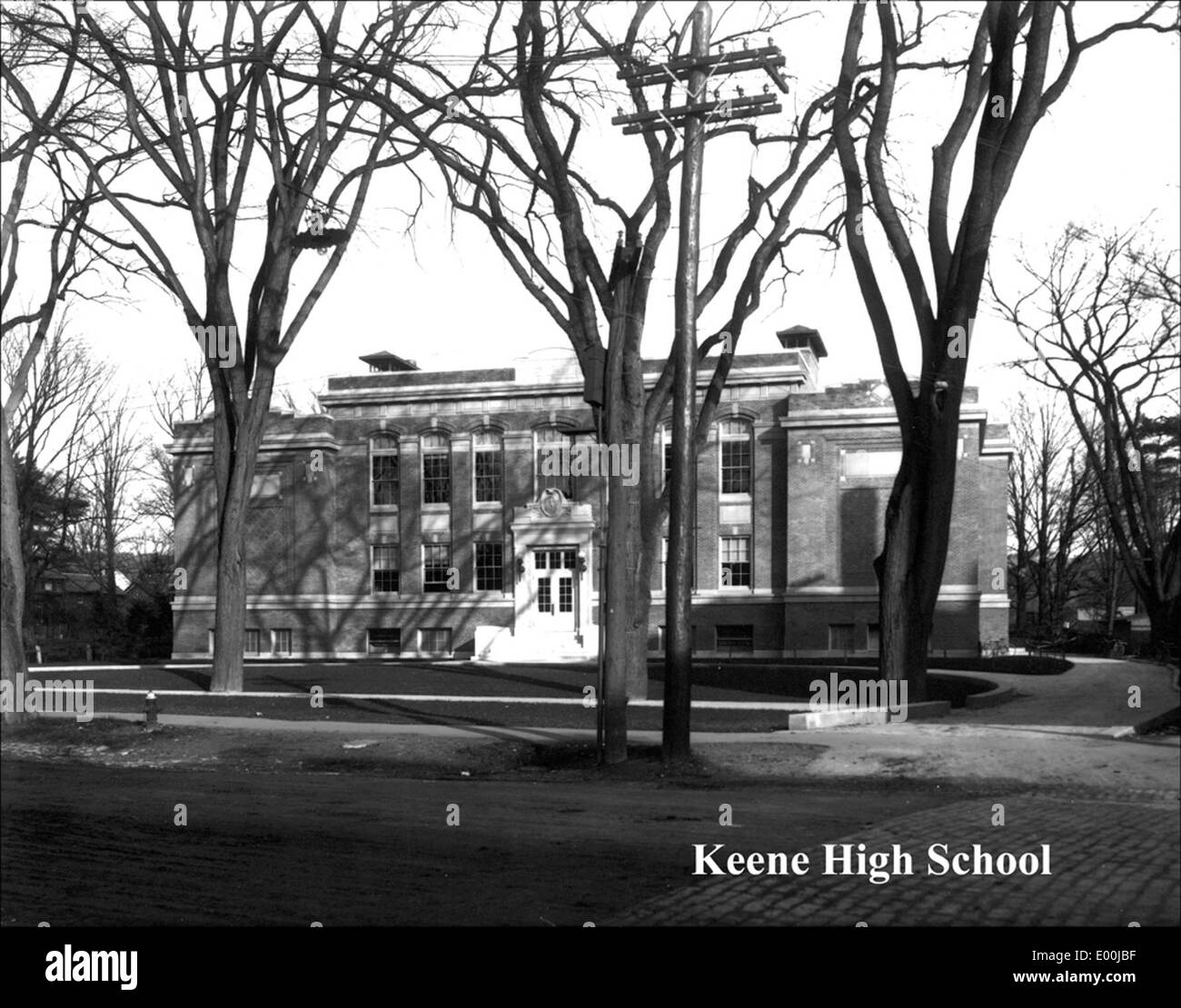 The image shows Keene High School in Keene, New Hampshire, with a ...