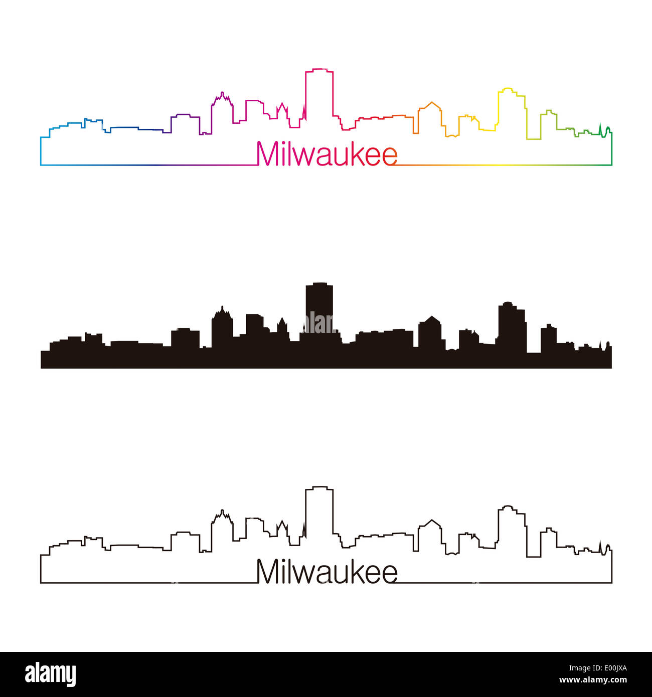 Milwaukee wisconsin city skyline silhouette hi-res stock photography ...