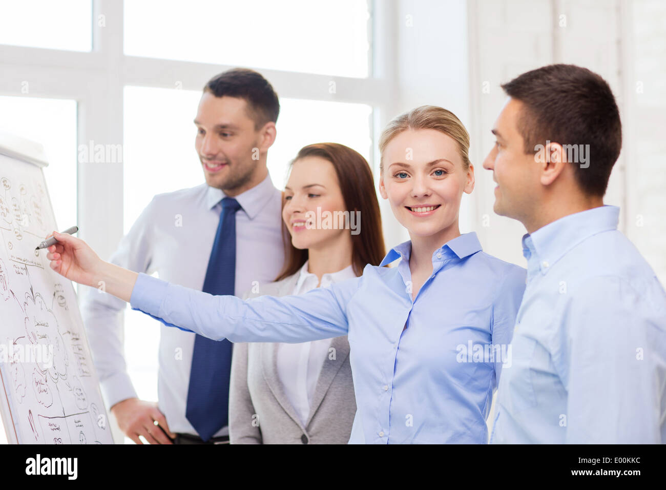 Business colleagues discussing financial plan hi-res stock photography ...