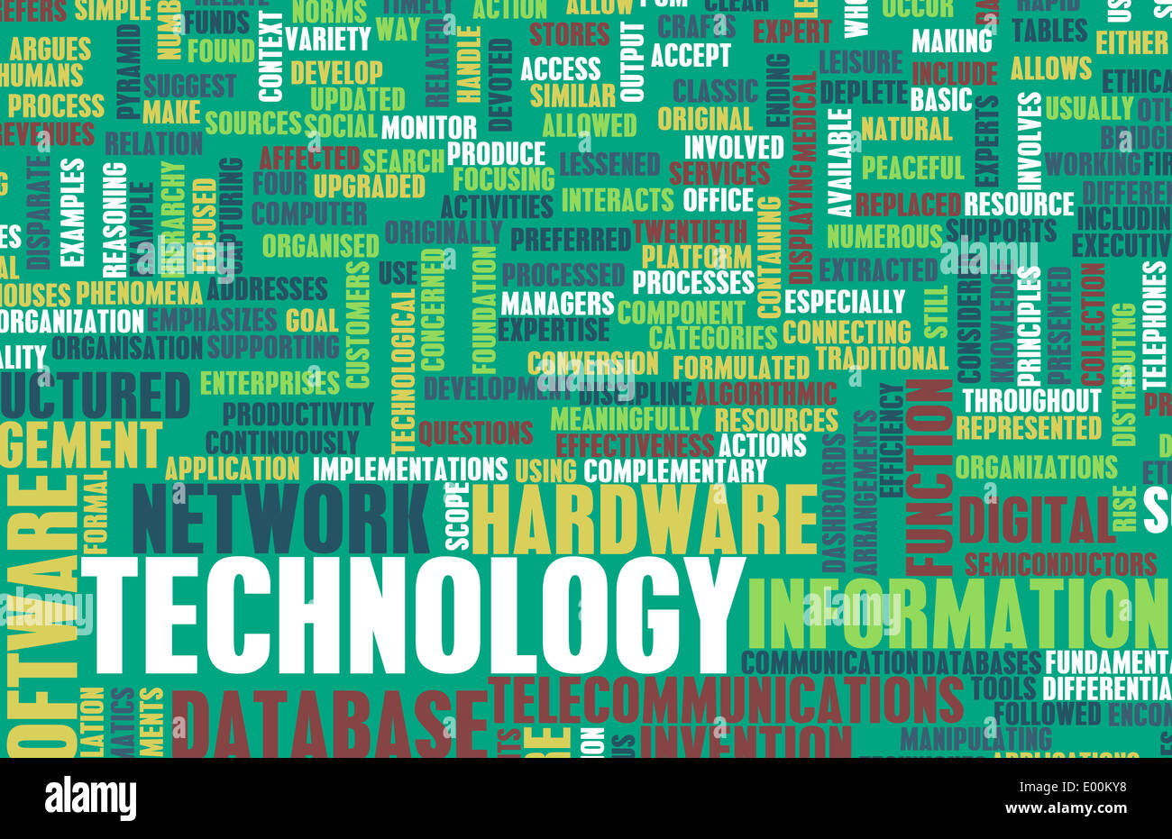 Technology Concept as a Abstract Word Cloud Art Stock Photo - Alamy