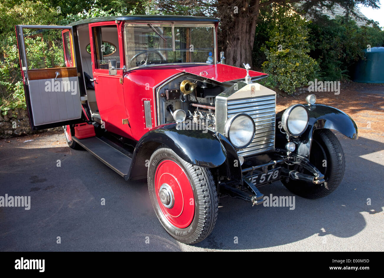 Red Rolls Royce vintage limousine classic carsparked outside the ...