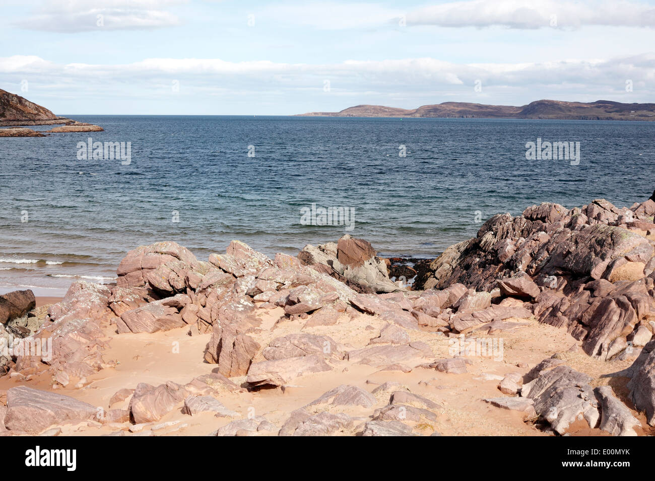 The quiet, peacefull, beach at Mellanguan, near Poolewe, Scotland Stock ...