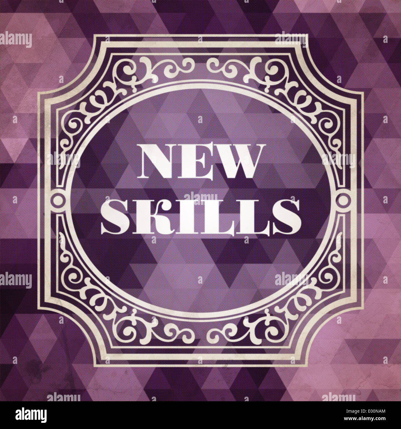 New Skills Concept. Vintage design. Purple Background made of Triangles ...