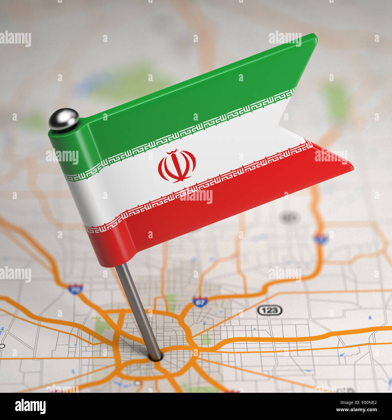 Small Flag of Islamic Republic of Iran on a Map Background with ...