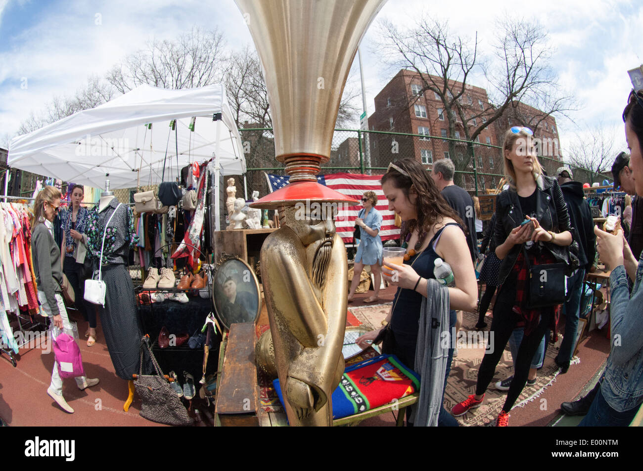 Shoppers at the original Brooklyn Flea in the neighborhood of Clinton ...