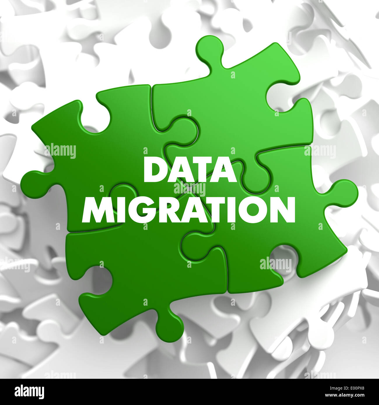Data Migration on Green Puzzle on White Background Stock Photo - Alamy