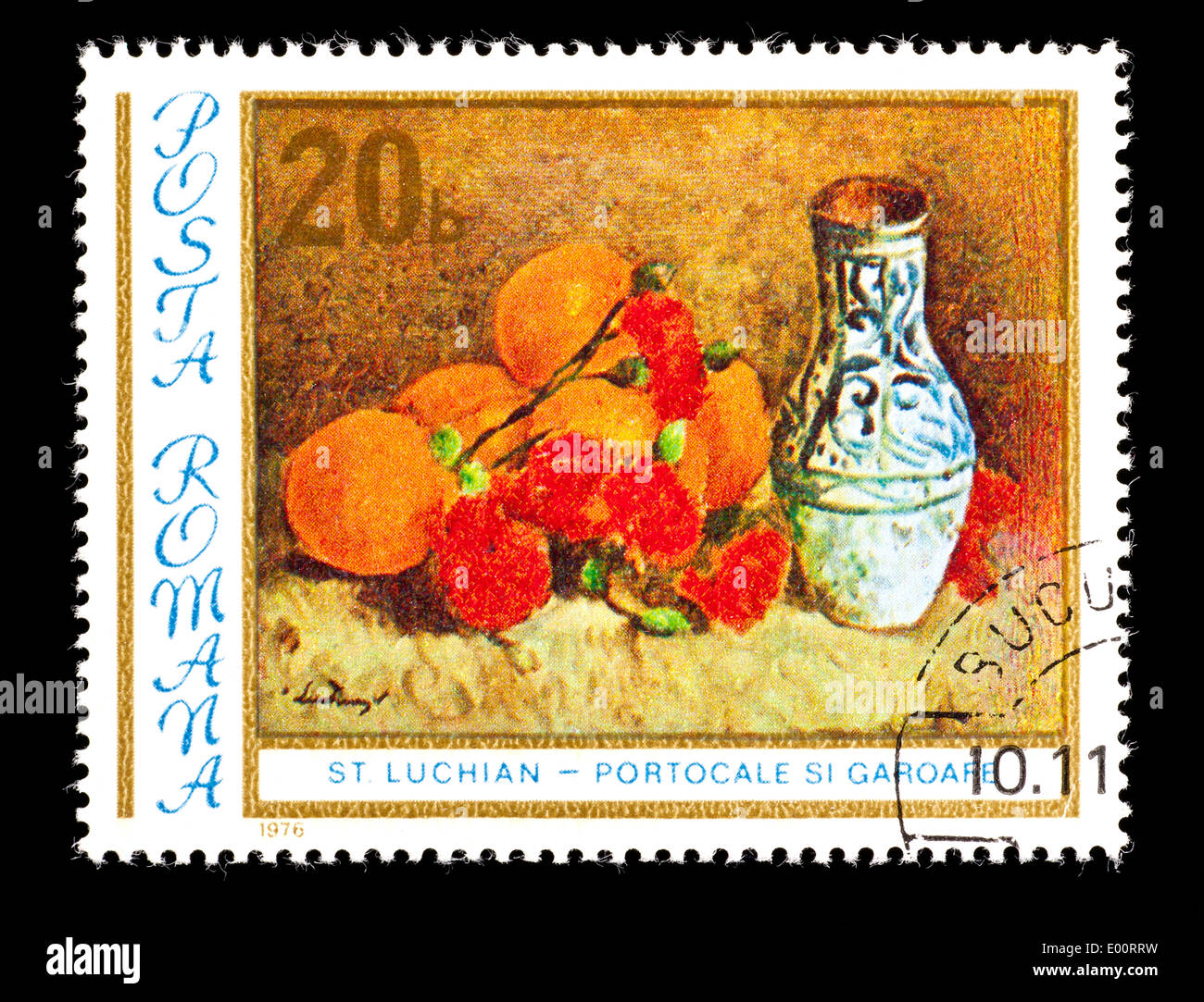 Postage stamp from Romania depicting the Luchian painting "Oranges and ...