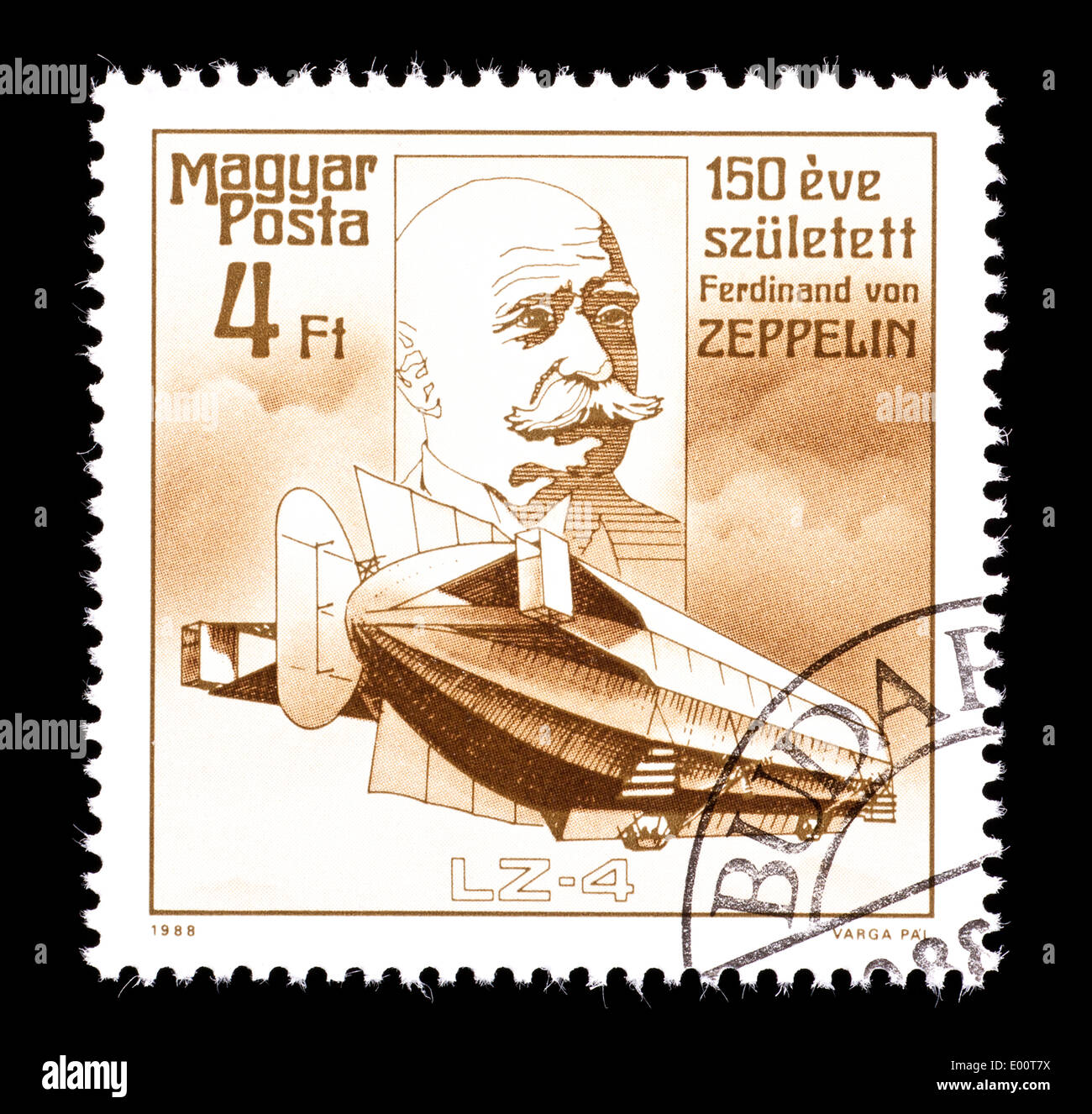 Postage stamp from Hungary depicting Ferdinand von Zeppelin and a ...