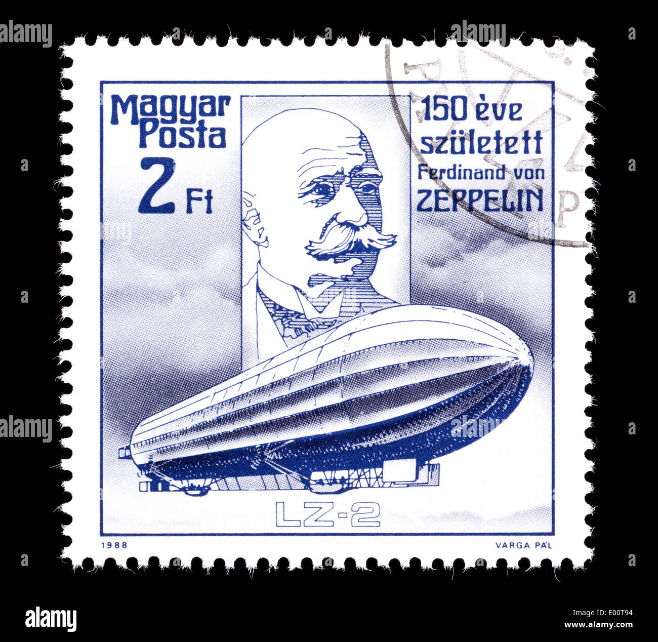 Postage stamp from Hungary depicting Ferdinand von Zeppelin and a ...
