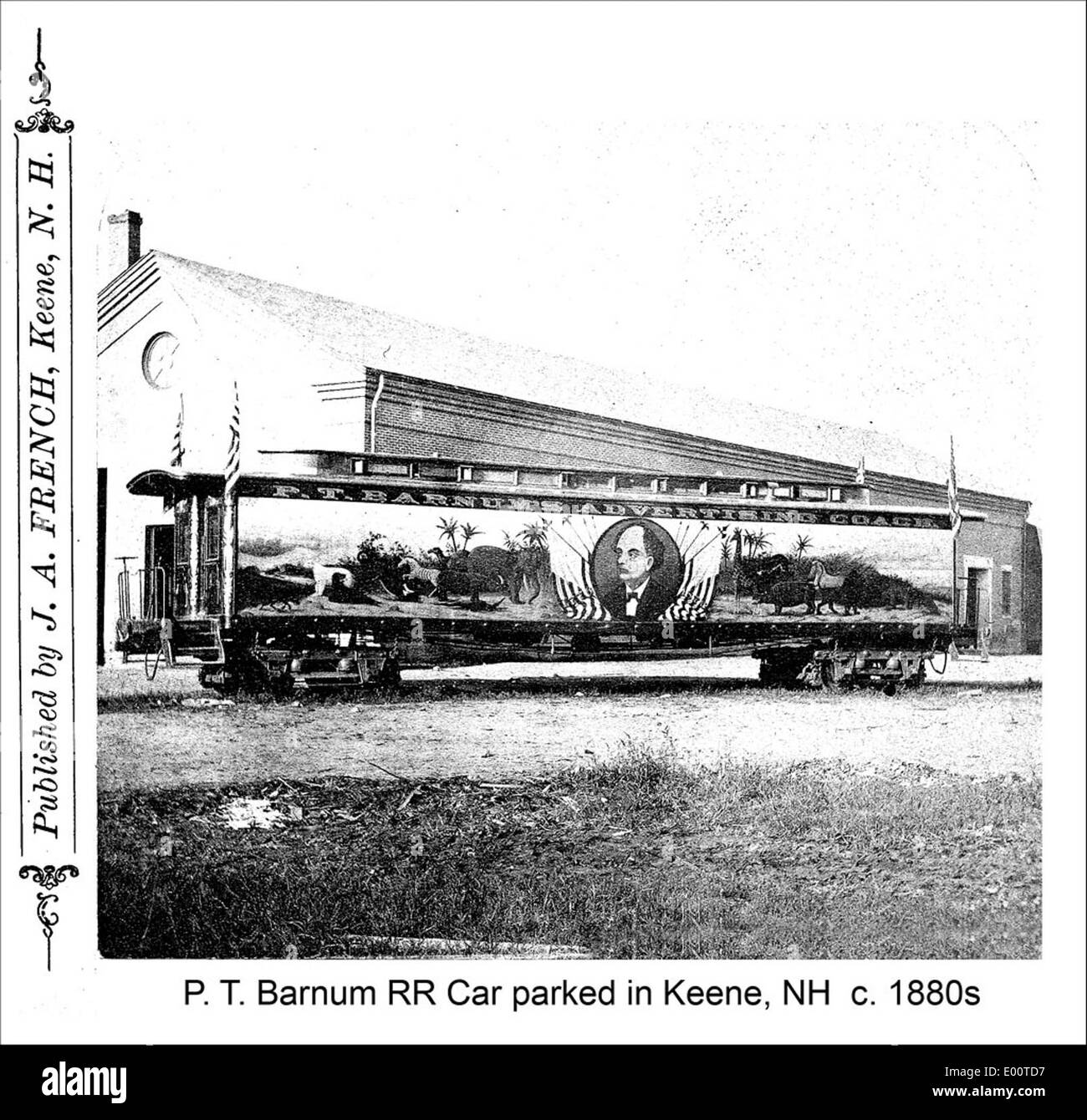 The P.T. Barnum Circus Train car, a 19th-century clerestory coach, is ...