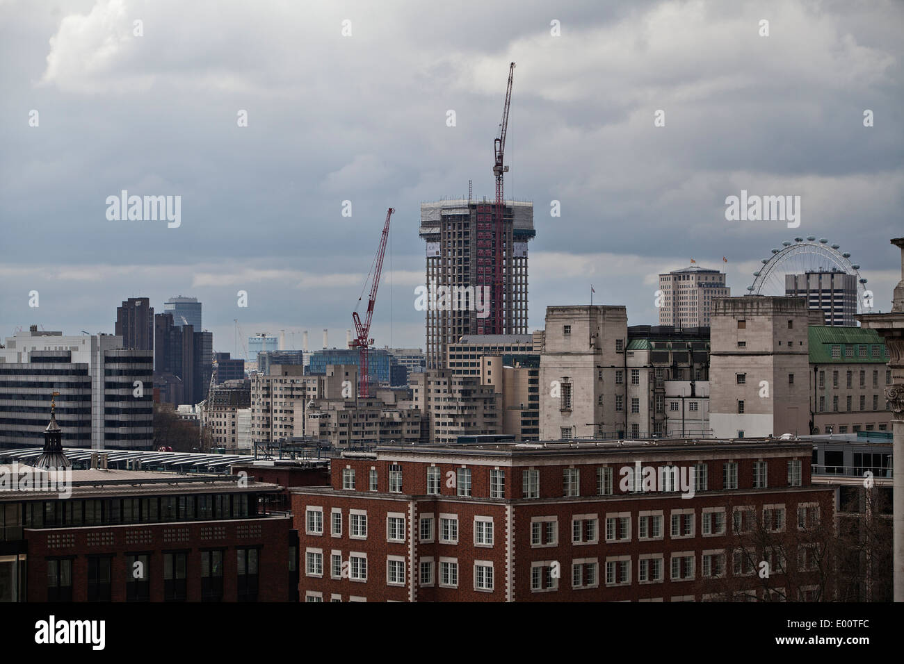 A view of London. on the background the London Eye as seen during a ...