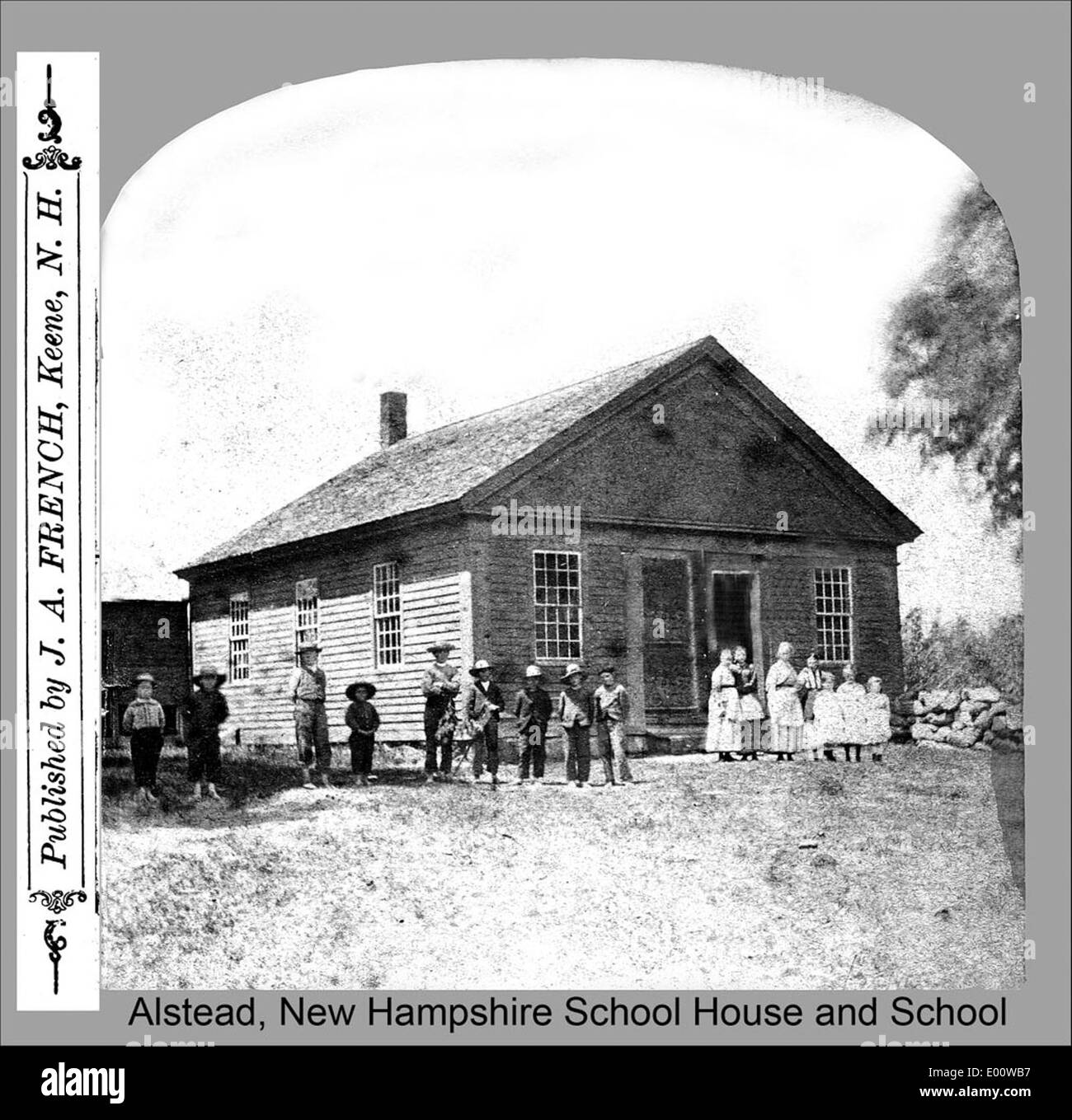 This historic photograph captures the Alstead School House in Alstead ...
