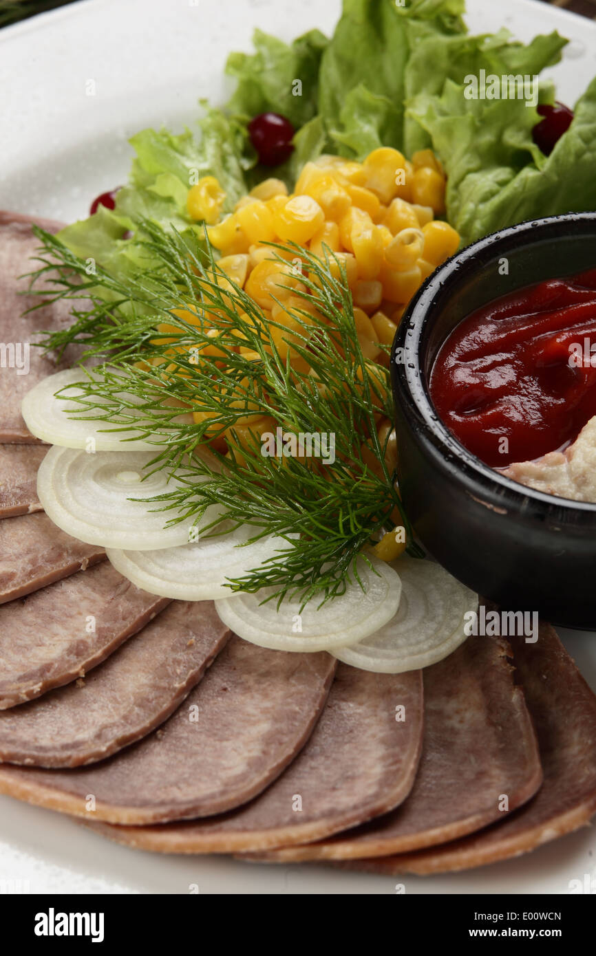 cold cuts of meat with different vegetables Stock Photo - Alamy