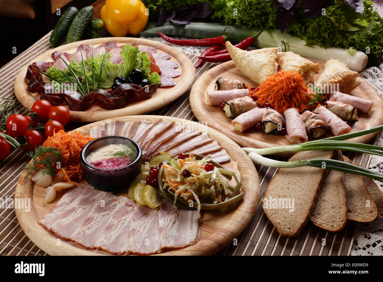 cold cuts of meat with different vegetables Stock Photo - Alamy