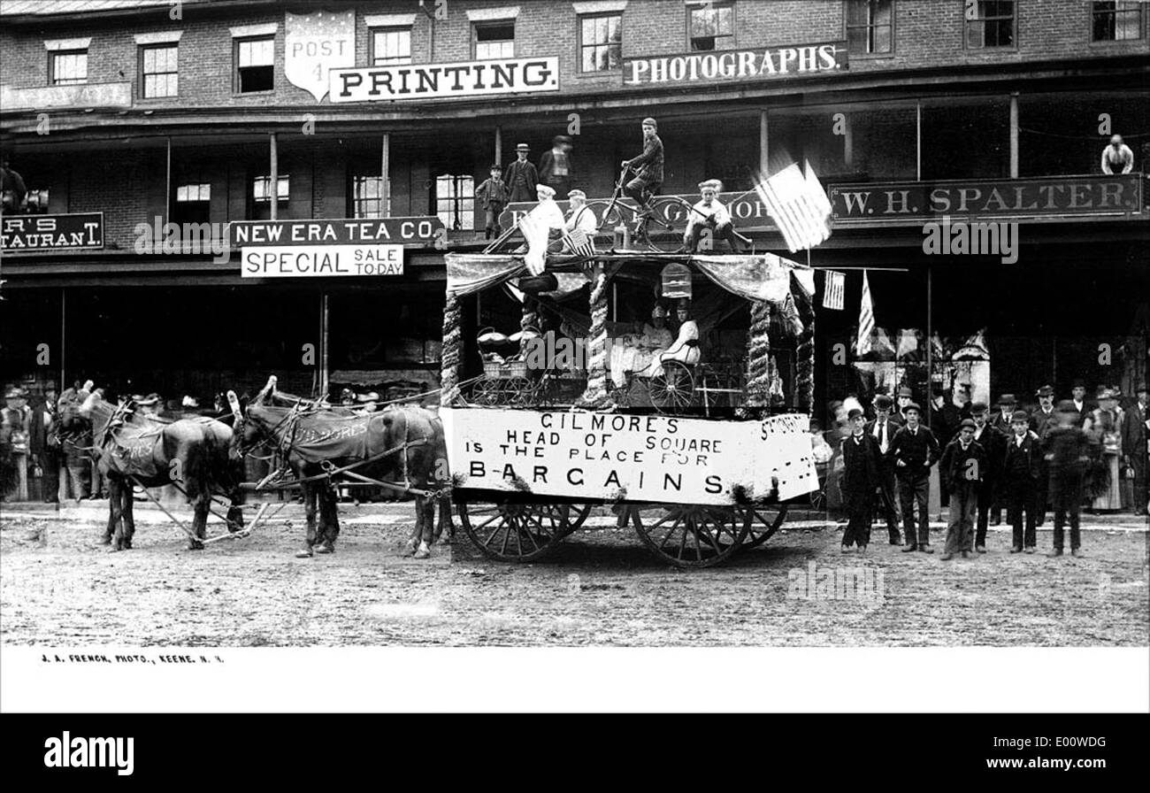 Gilmore's Store Parade Float, with horses and wagons, participated in a ...