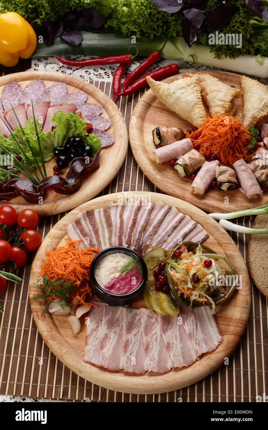 cold cuts of meat with different vegetables Stock Photo - Alamy