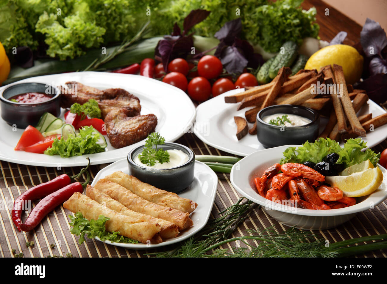 cold cuts of meat with different vegetables Stock Photo - Alamy