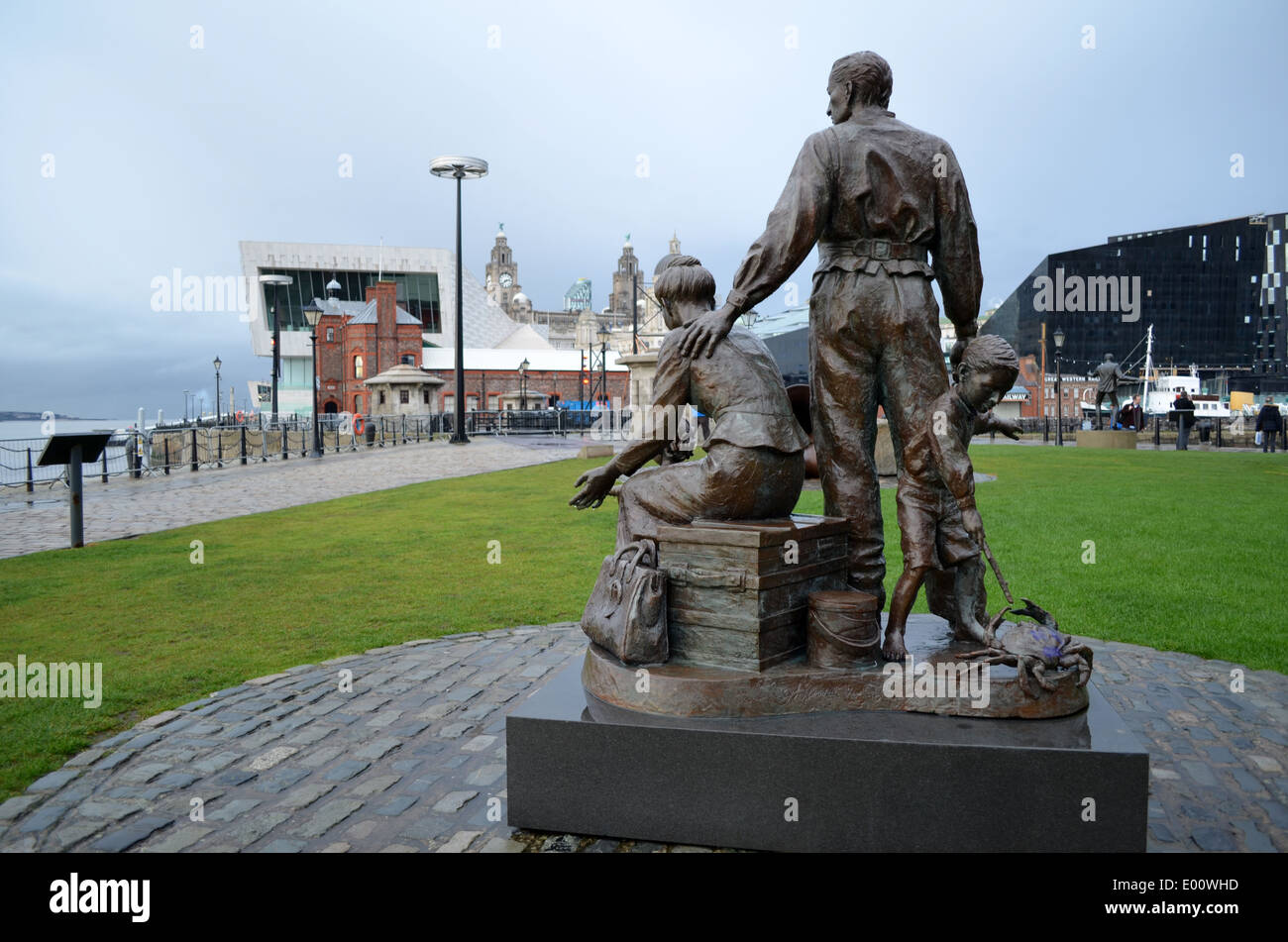 The statue of a young family commemorates migration from Liverpool to ...