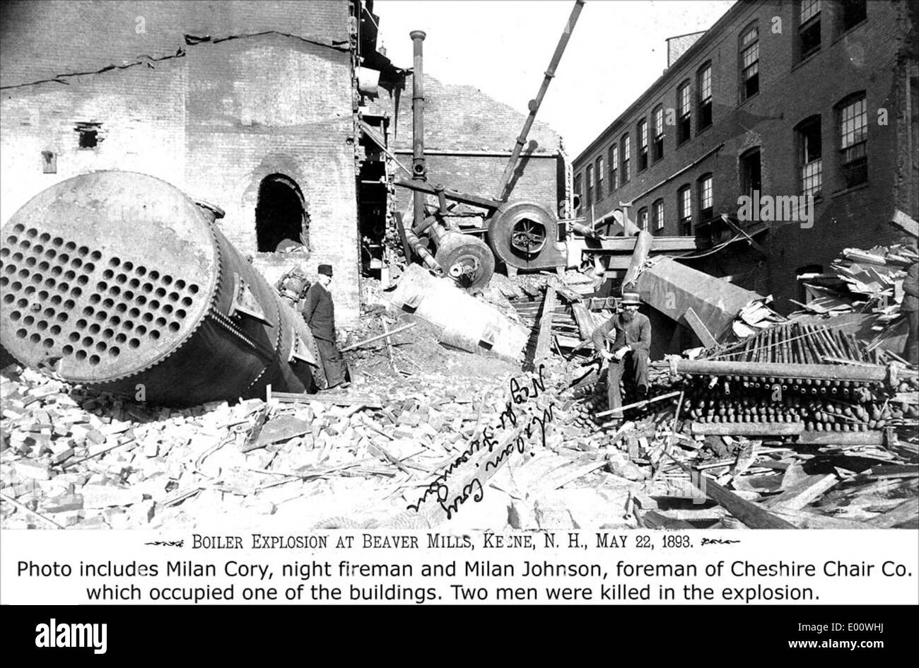 Photograph of the aftermath of the 1893 boiler explosion at Beaver ...