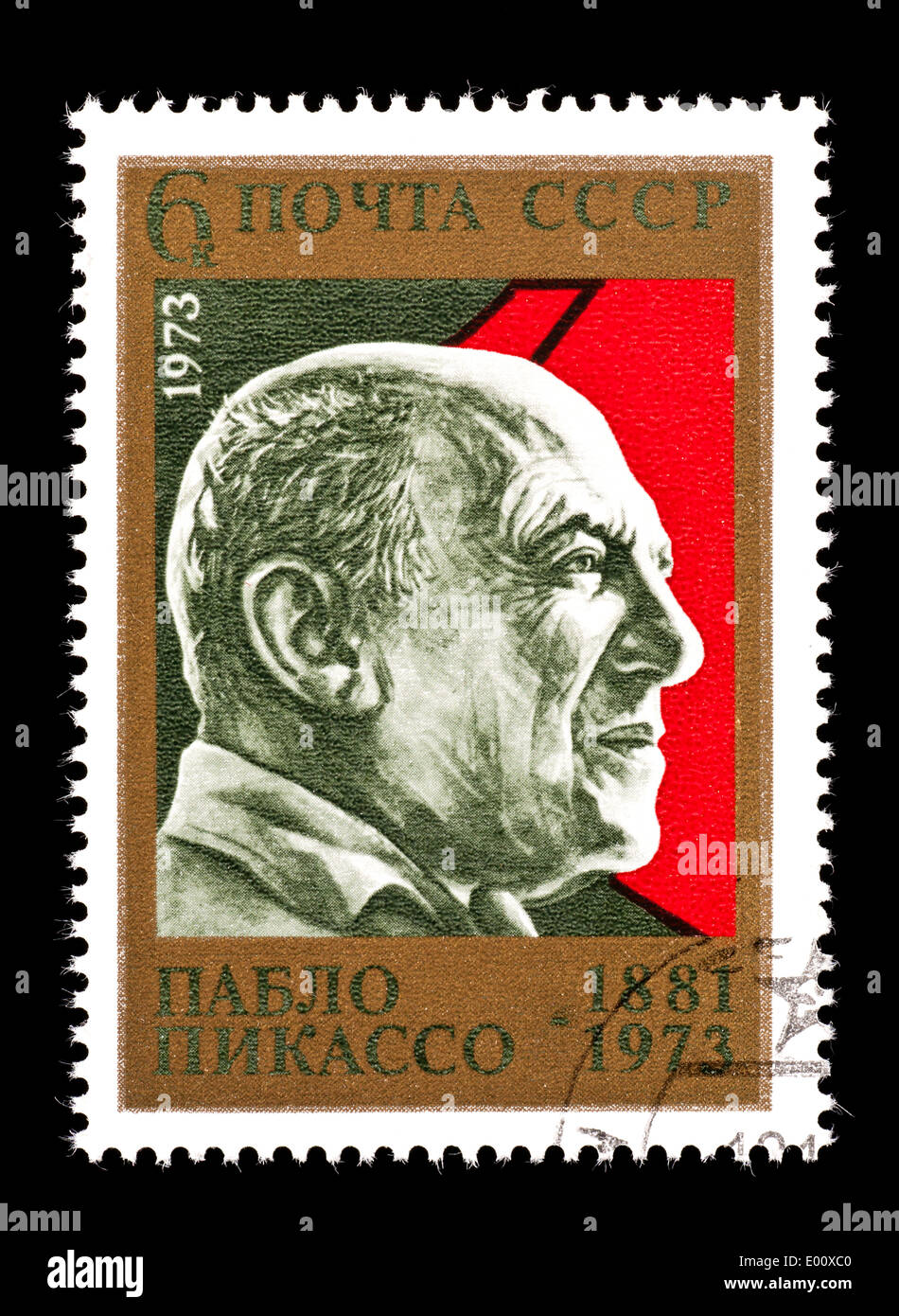 Postage stamp from the Soviet Union depicting Pablo Picasso, Spanish ...