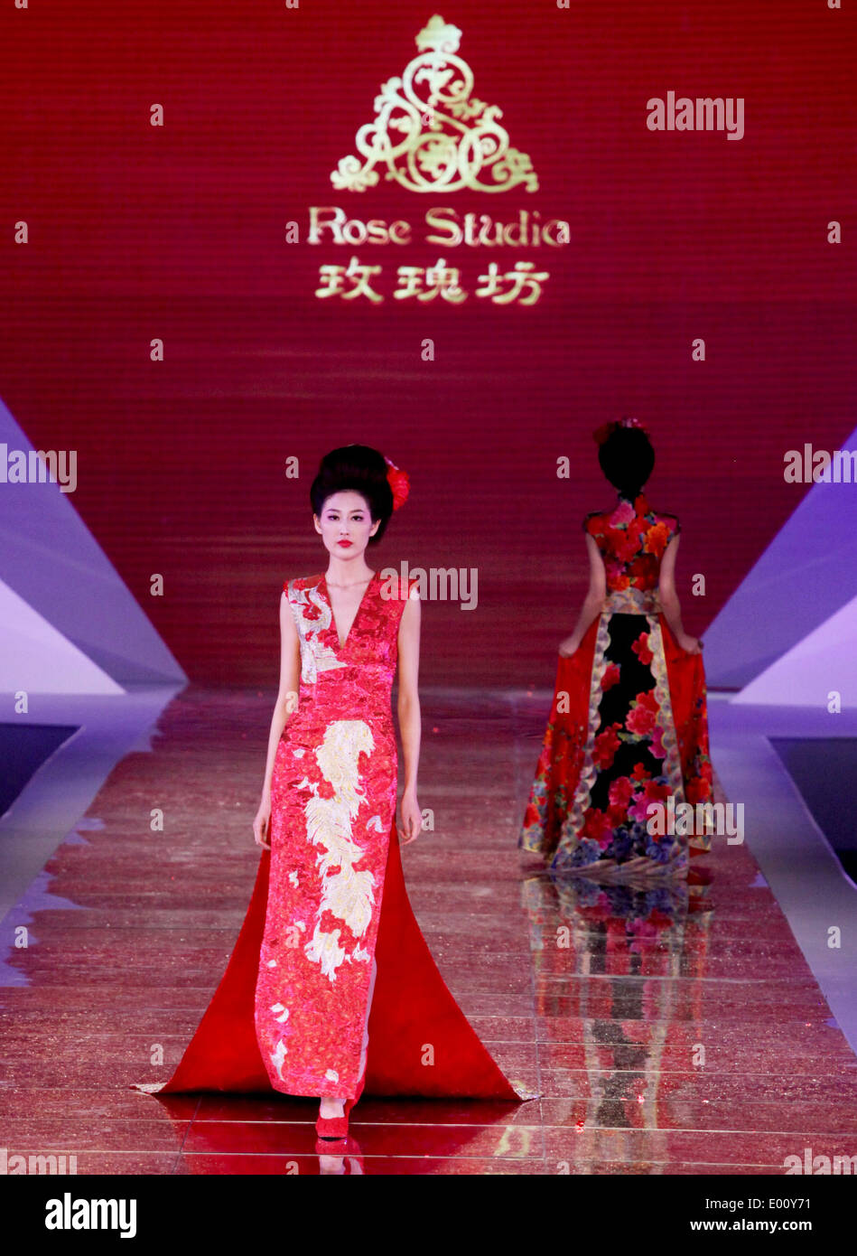 Beijing, China. 28th Apr, 2014. A model presents a creation designed by ...