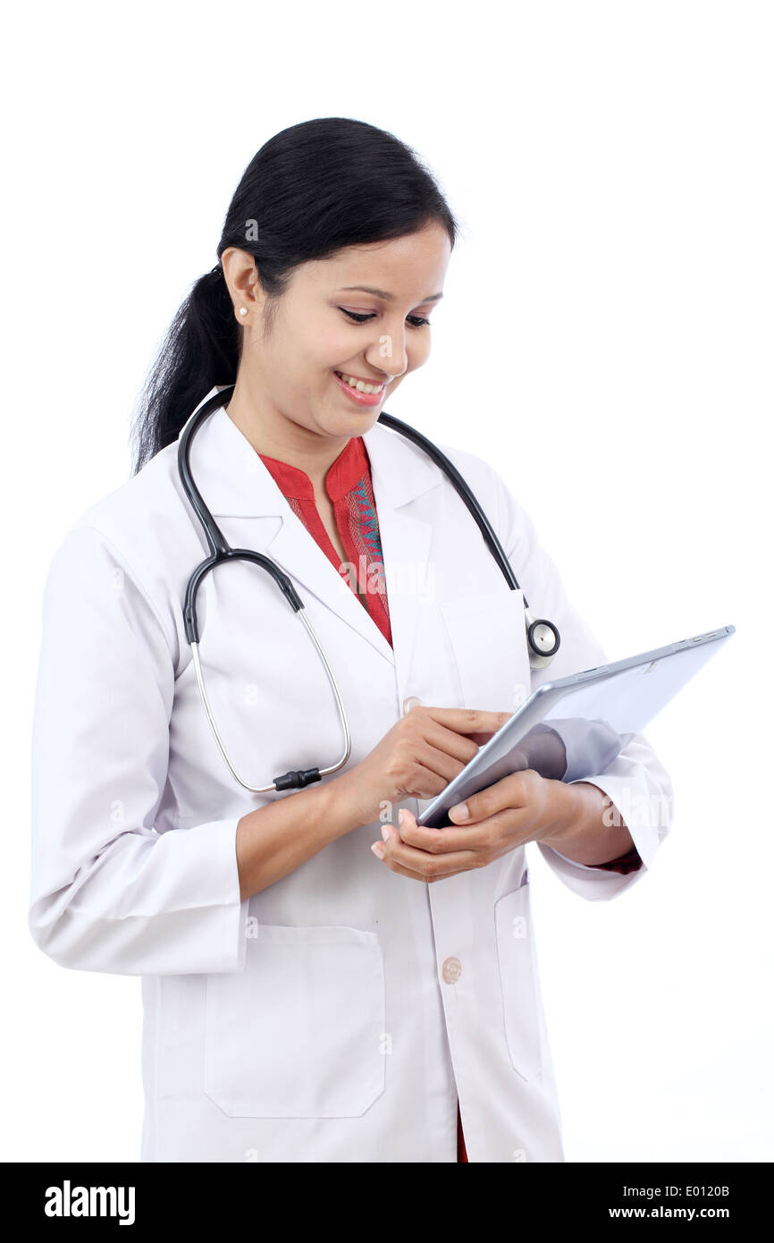 Female doctor using tablet hi-res stock photography and images - Alamy
