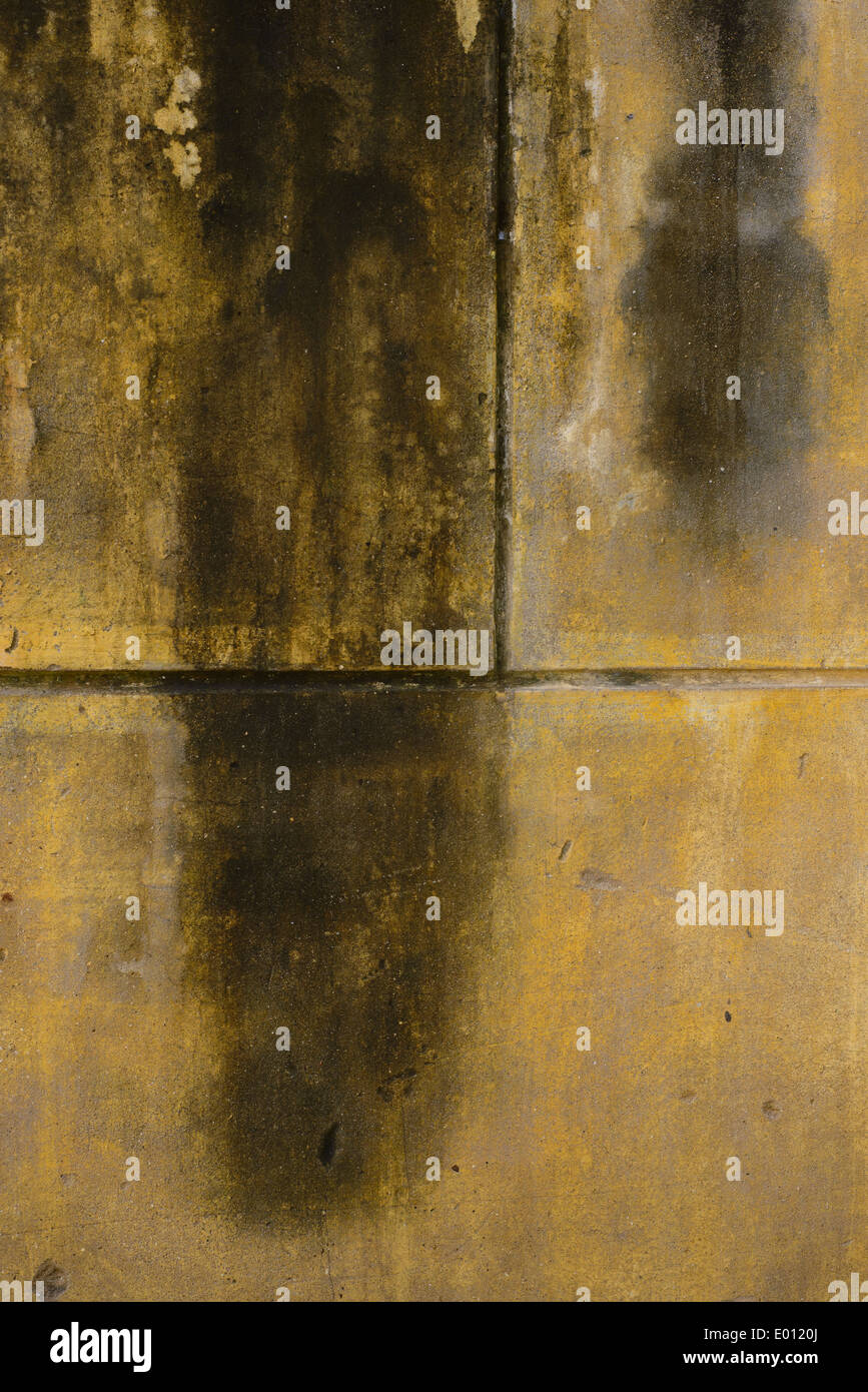 old wall background, mustard yellow wall, weathered and moldy wall ...