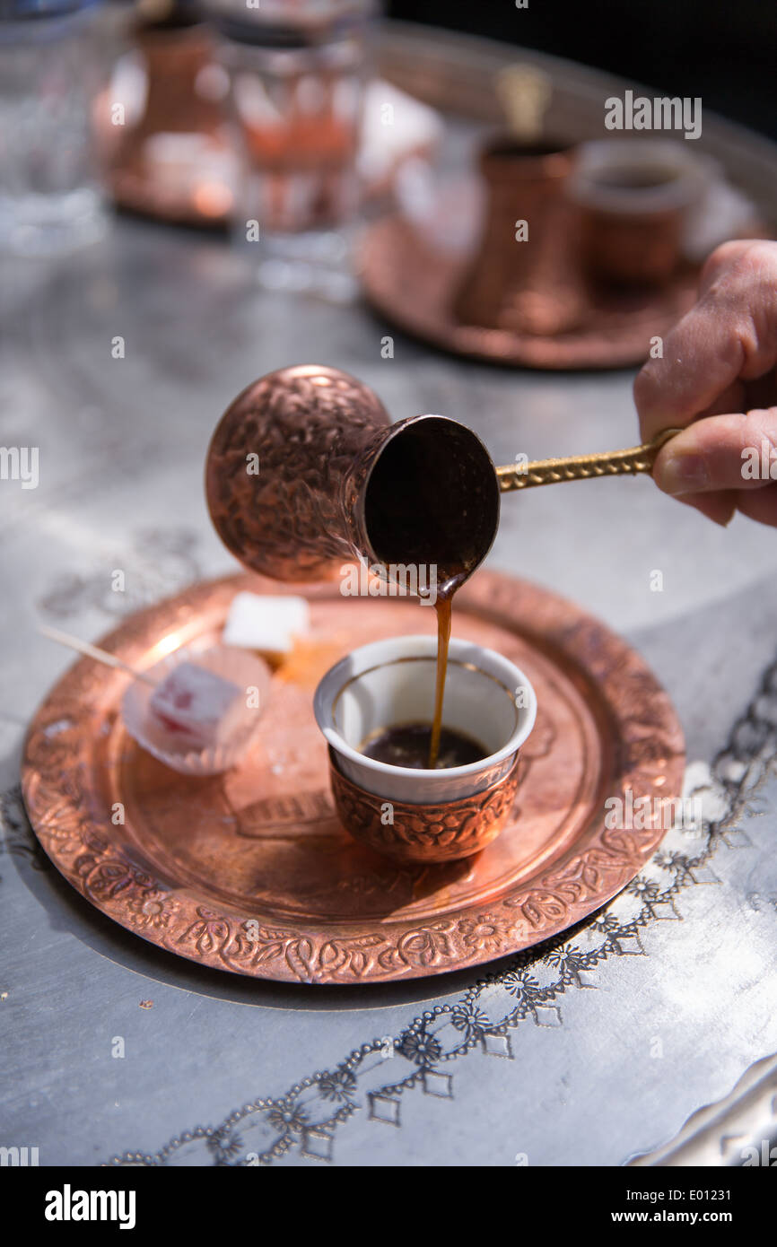 Oriental mocha in traditional copper ibrik Stock Photo - Alamy