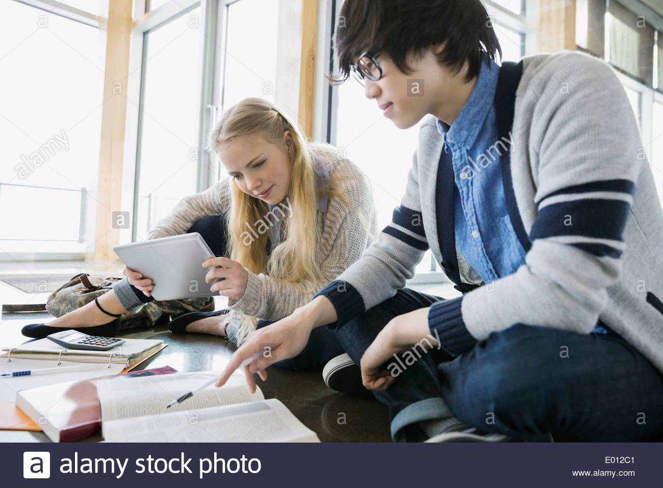 Two school students studying together hi-res stock photography and ...