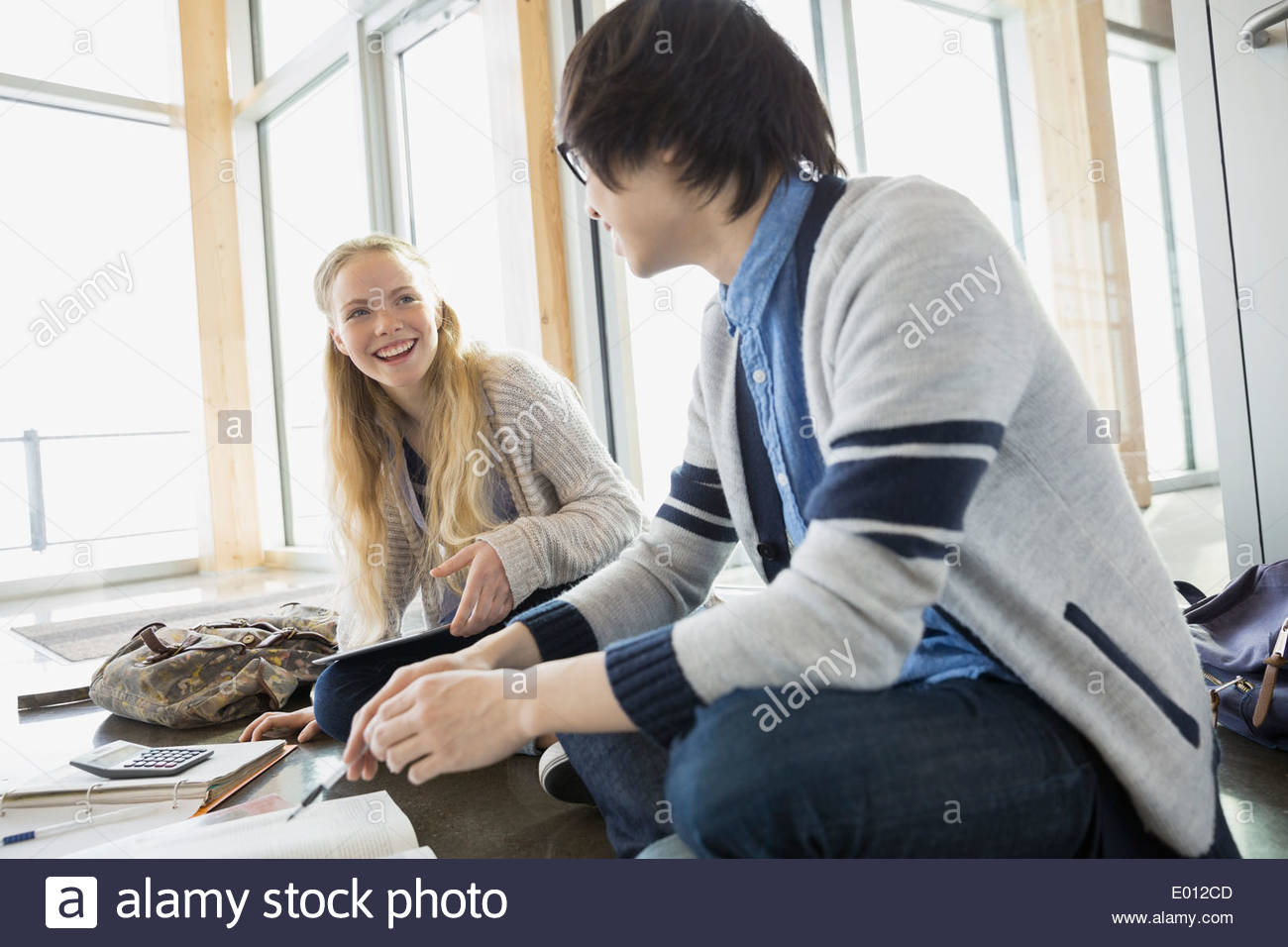 Two school students studying together hi-res stock photography and ...