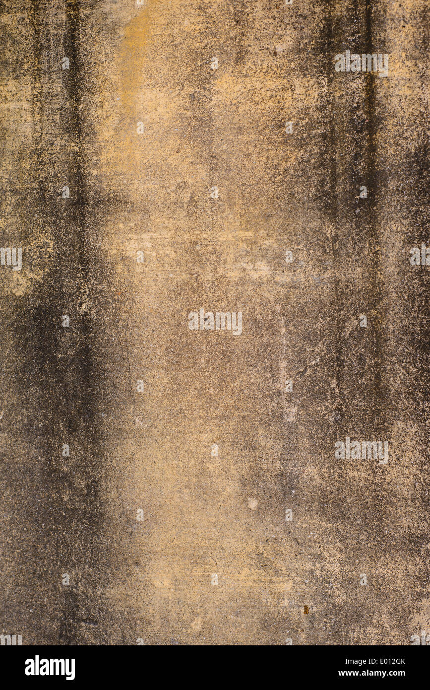 old wall background, light mustard yellow with black mold wall, cement ...