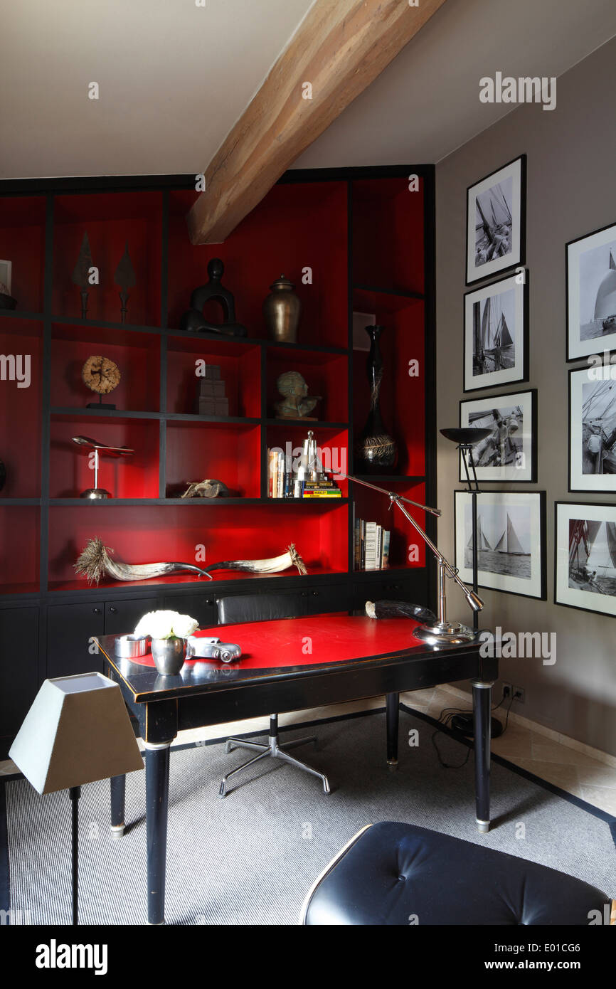 Study in black red and grey colour scheme . Belleview Villa, St Tropez ...
