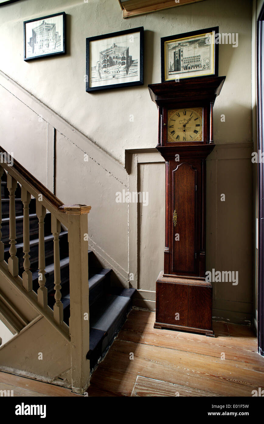 First floor landing, long case clock on the landing by the staircase ...