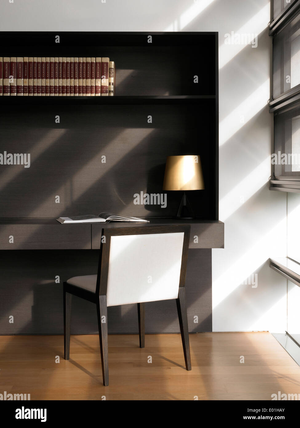 Chair at table unit with shelving, 9 Ridout Rd, Singapore Stock Photo ...