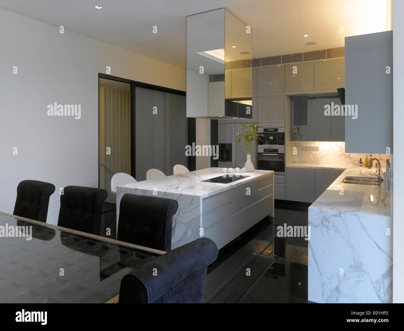 Marble kitchen in Private Residence, Singapore Stock Photo - Alamy