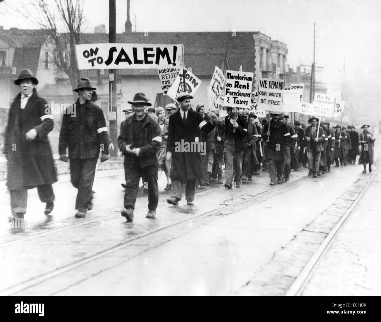 Global economic crisis: Unemployed demonstrators in America, 1933 Stock ...