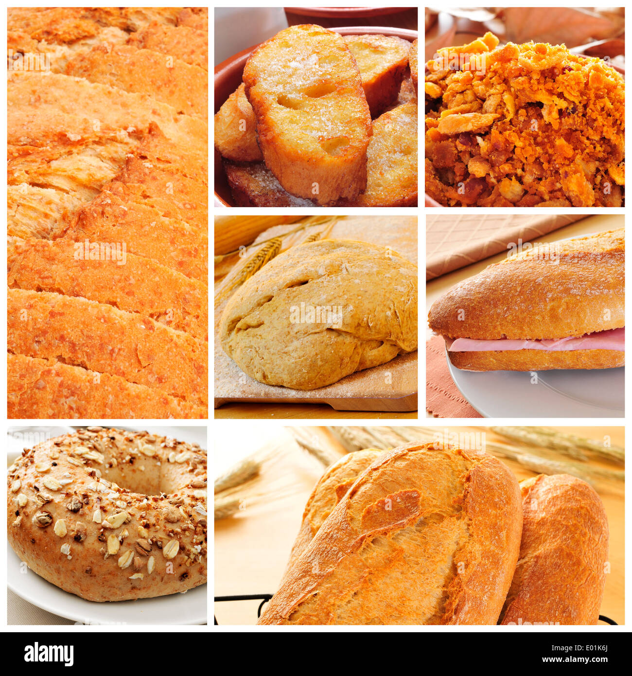 a collage of different bread products collage such as bread slices ...