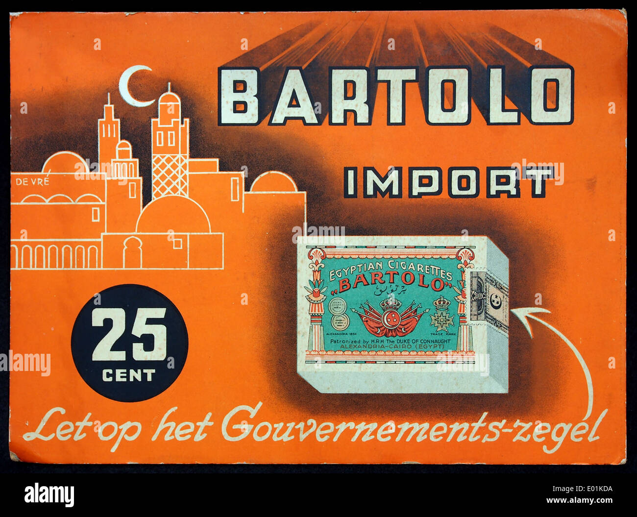 Bartolo import cigarettes kartonnen reclame bordje Stock Photo - Alamy