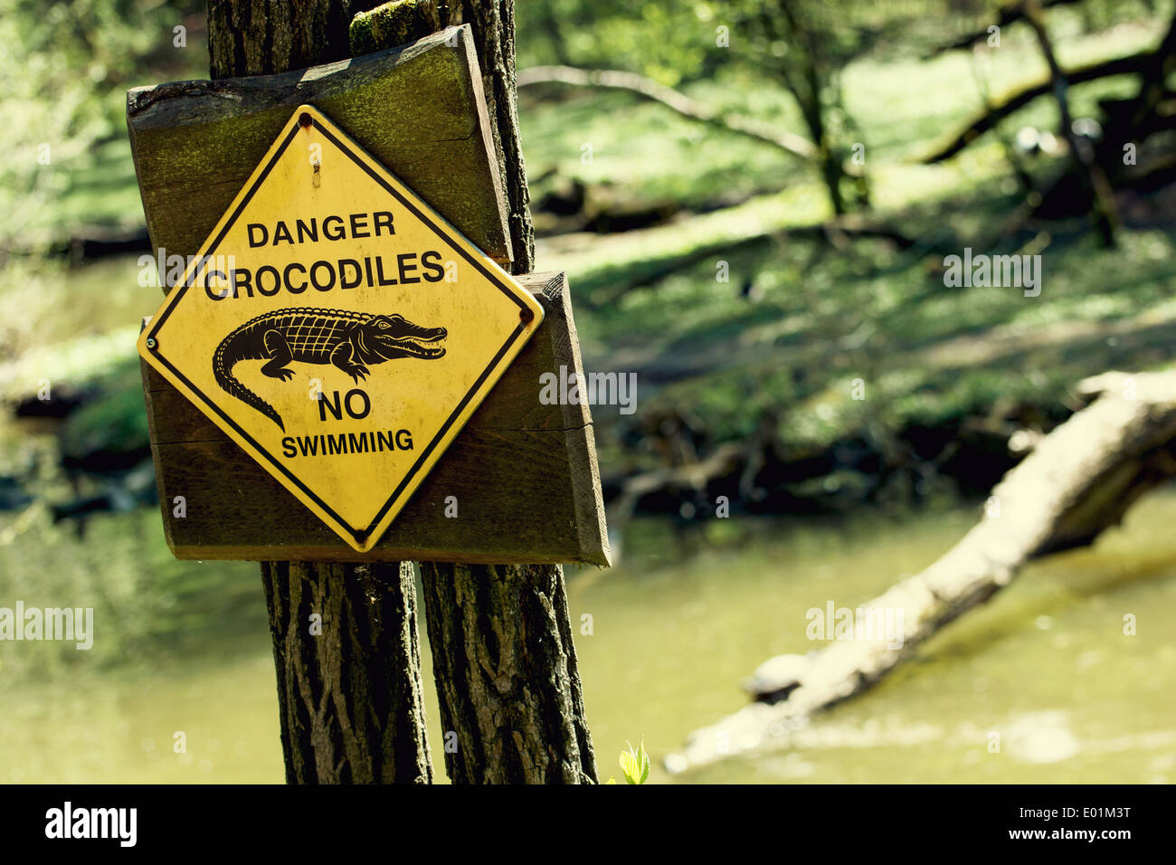 Warning Sign Danger Crocodiles Stock Photos & Warning Sign Danger ...