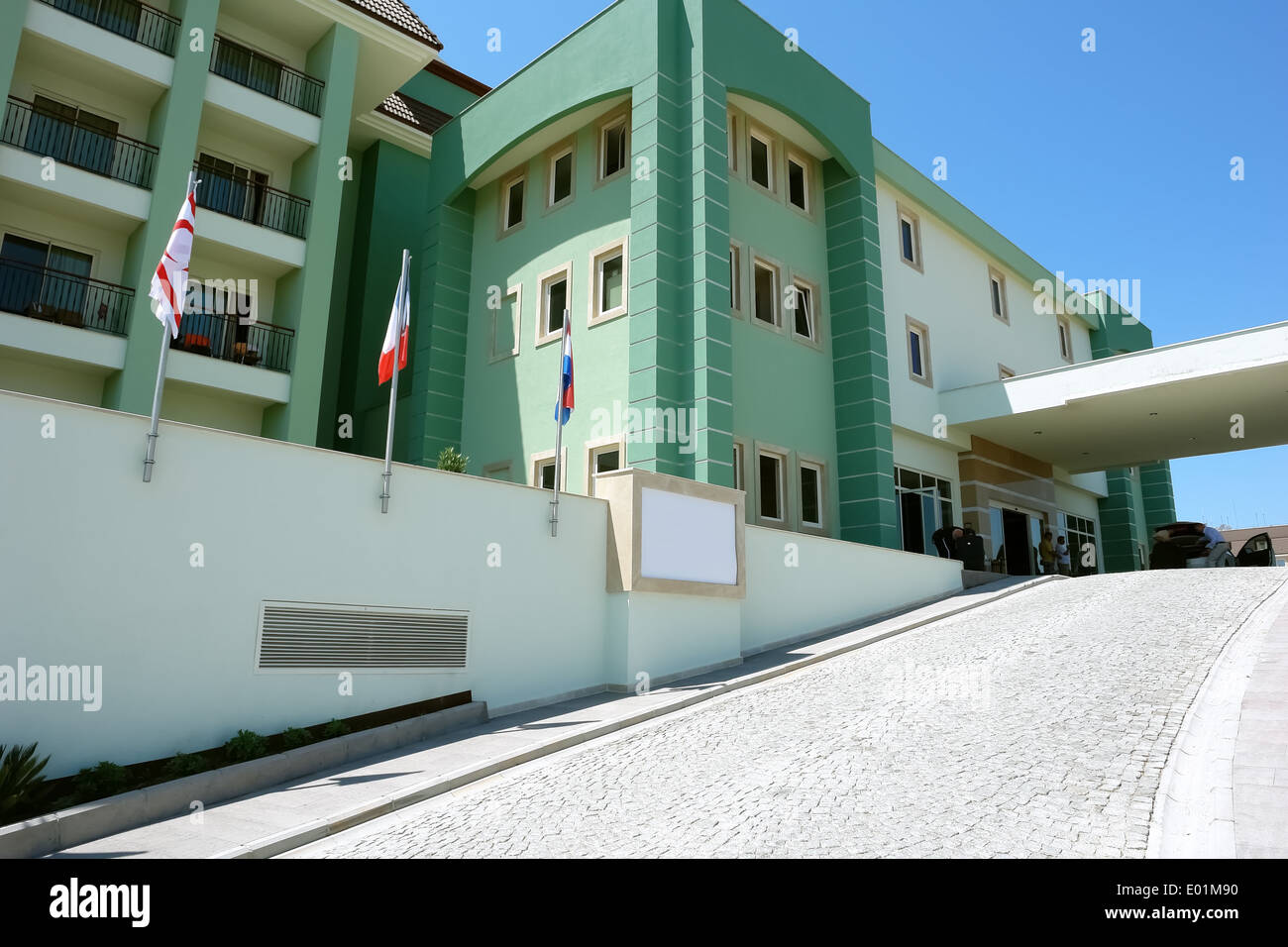 Modern building of high class hotel on the Anatolian coast in Turkey ...