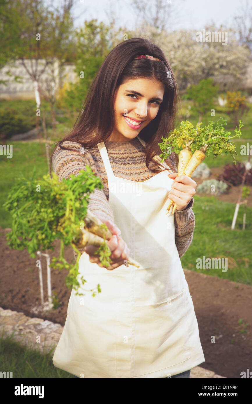 Woman farmer harvest vegetables selective hi-res stock photography and ...