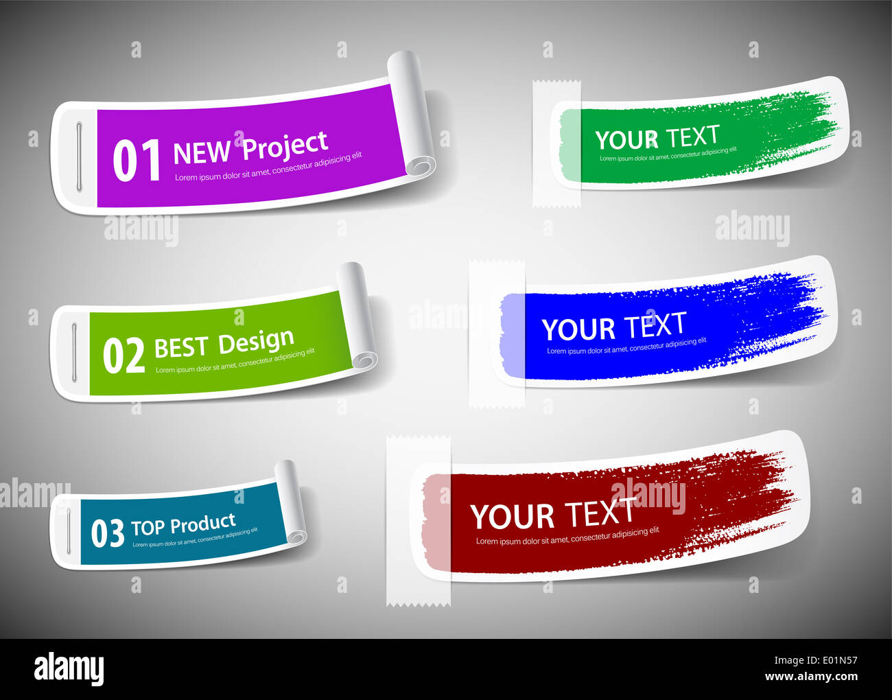 Collection of sticky labels Illustration Stock Photo - Alamy