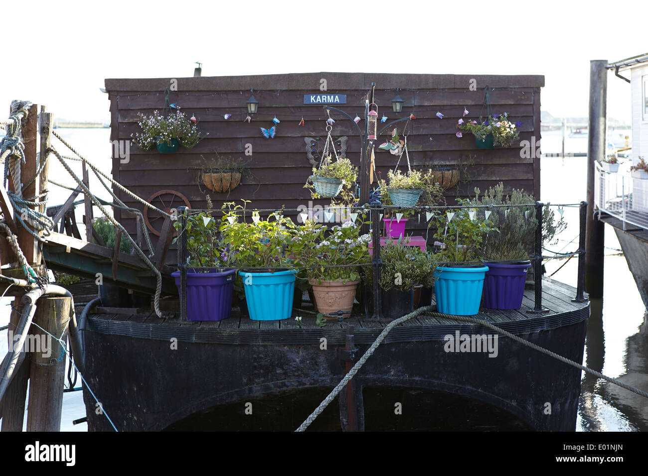 Flowers on houseboat Stock Photo - Alamy