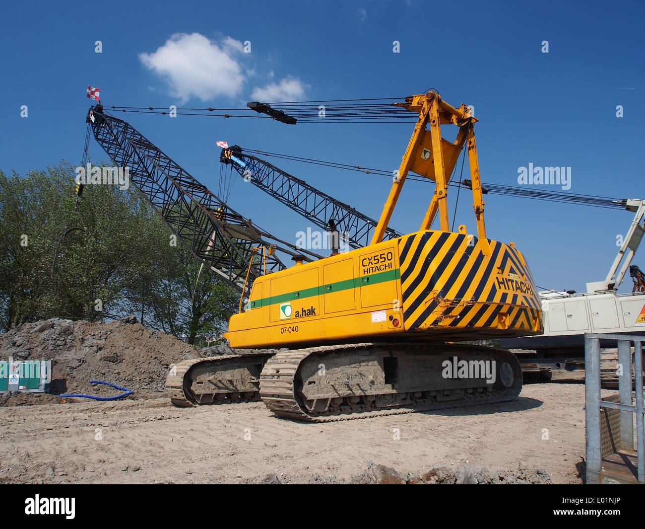 The Hitachi CX550, a large, powerful crawler crane, designed for heavy ...