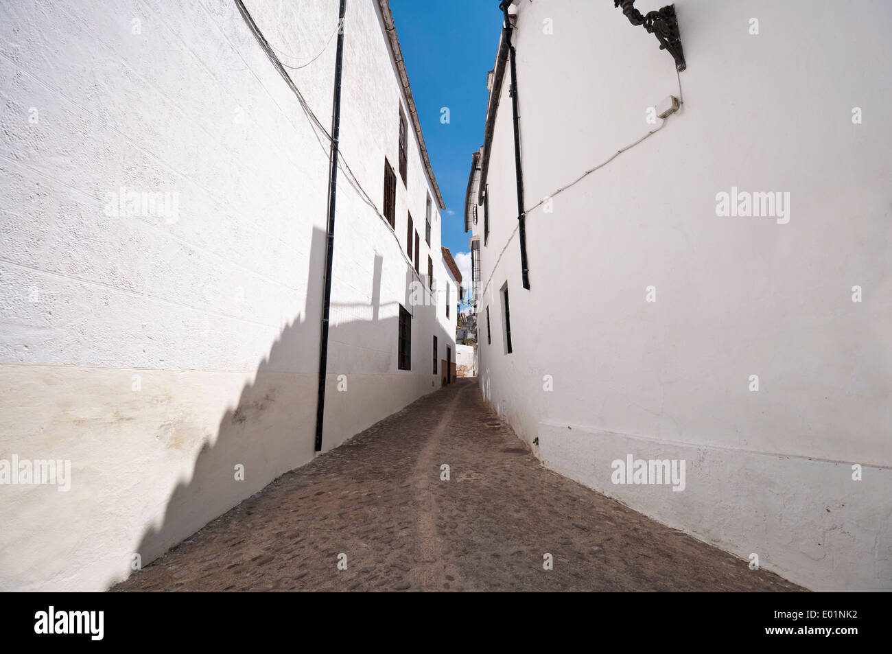 Traditional street in Ronda village, Malaga, Andalusia, Spain Stock ...