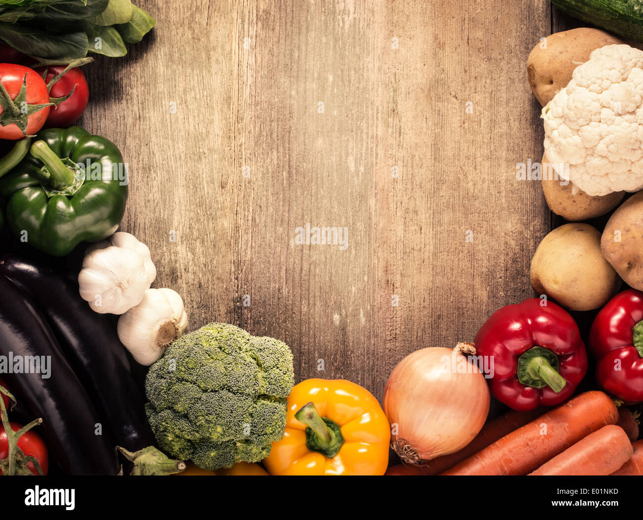 Vegetables on wood background. Organic food Stock Photo - Alamy