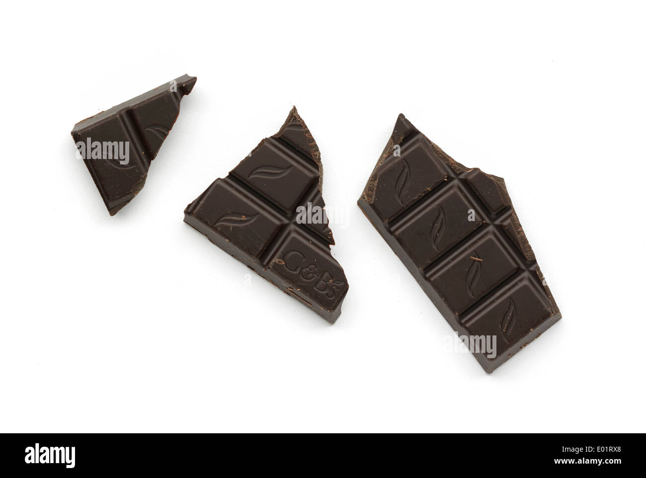 Split dark chocolate bar Stock Photo - Alamy